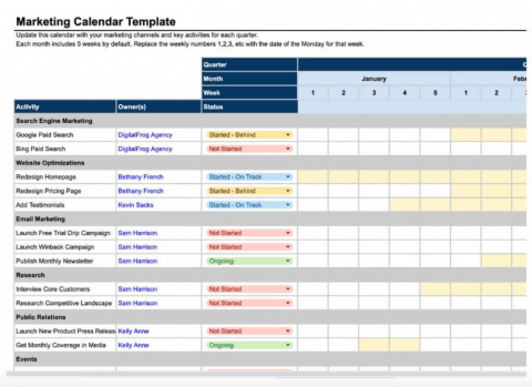 How to build a marketing calendar + templates