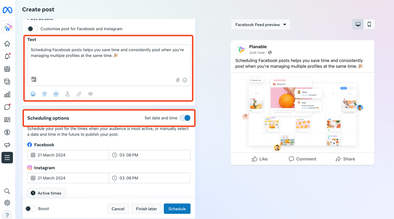 How to create & schedule Facebook posts for free: quick & easy
