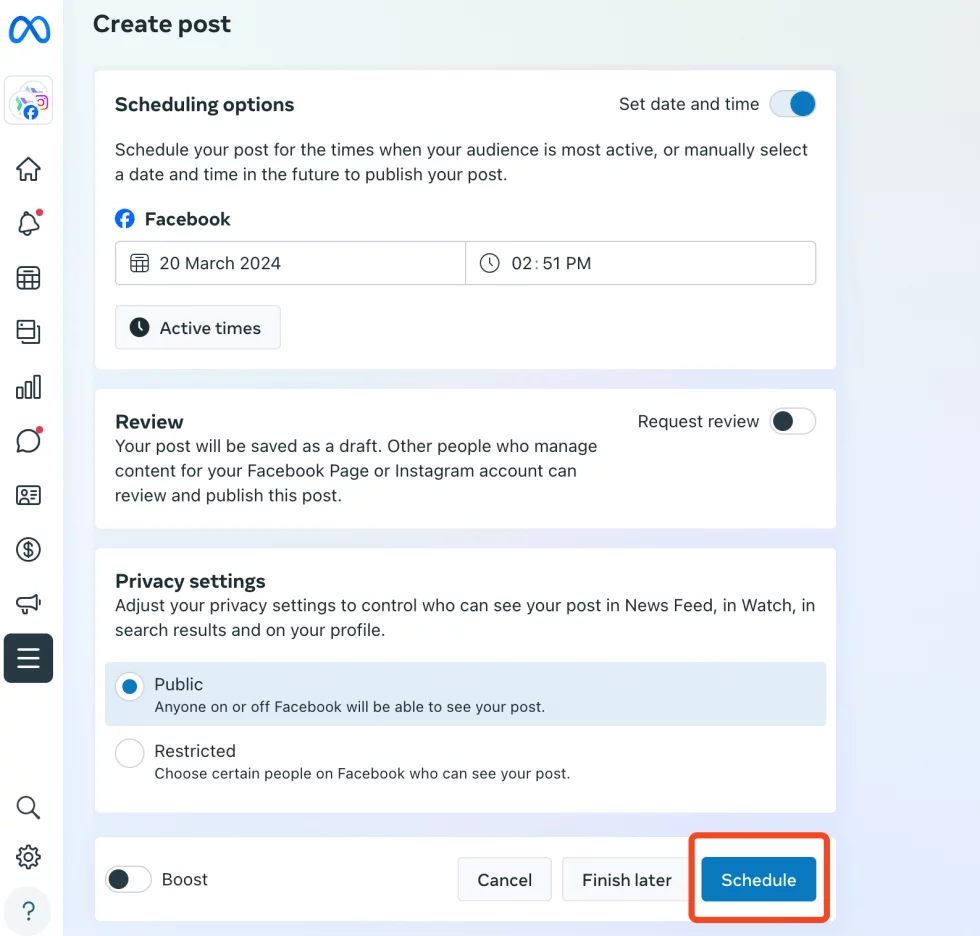 How to create & schedule Facebook posts for free: quick & easy
