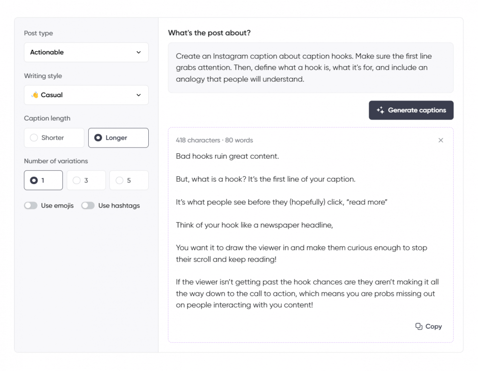 Free AI Instagram Caption Generator - No Login