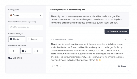 AI LinkedIn Comment Generator [Free Tool] - Planable