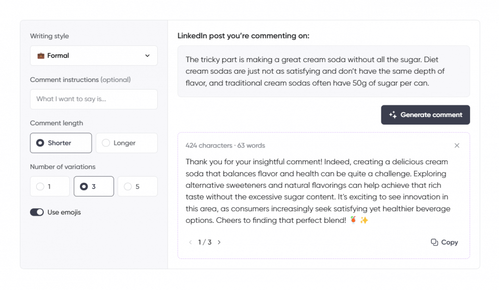 AI LinkedIn Comment Generator [Free Tool] - Planable