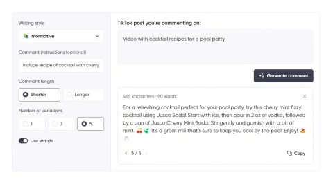 AI TikTok Comment Generator [Free Tool] - Planable