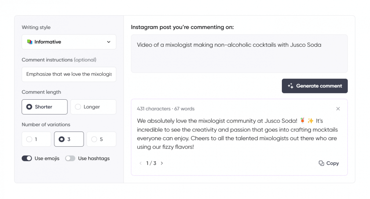 Free Instagram comment generator - Planable