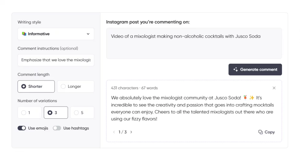 Free Instagram Comment Generator for real engagement