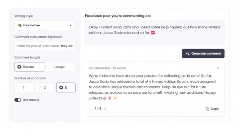 AI Facebook Comment Generator [Free Tool] - Planable