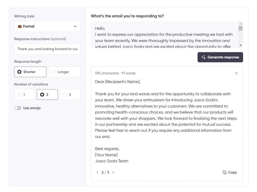 AI email response generator - free email reply tool by Planable