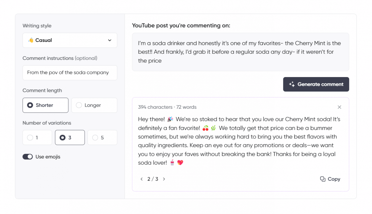 AI YouTube Comment Generator [Free Tool] - Planable