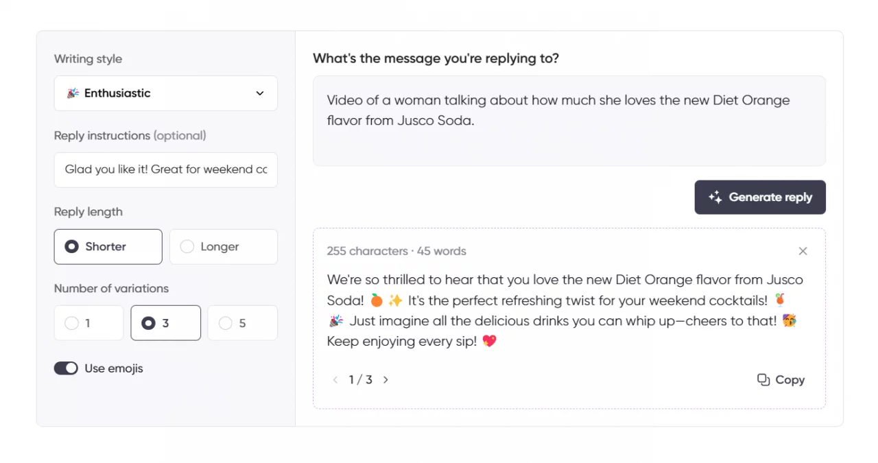 Free AI reply generator tool - Planable