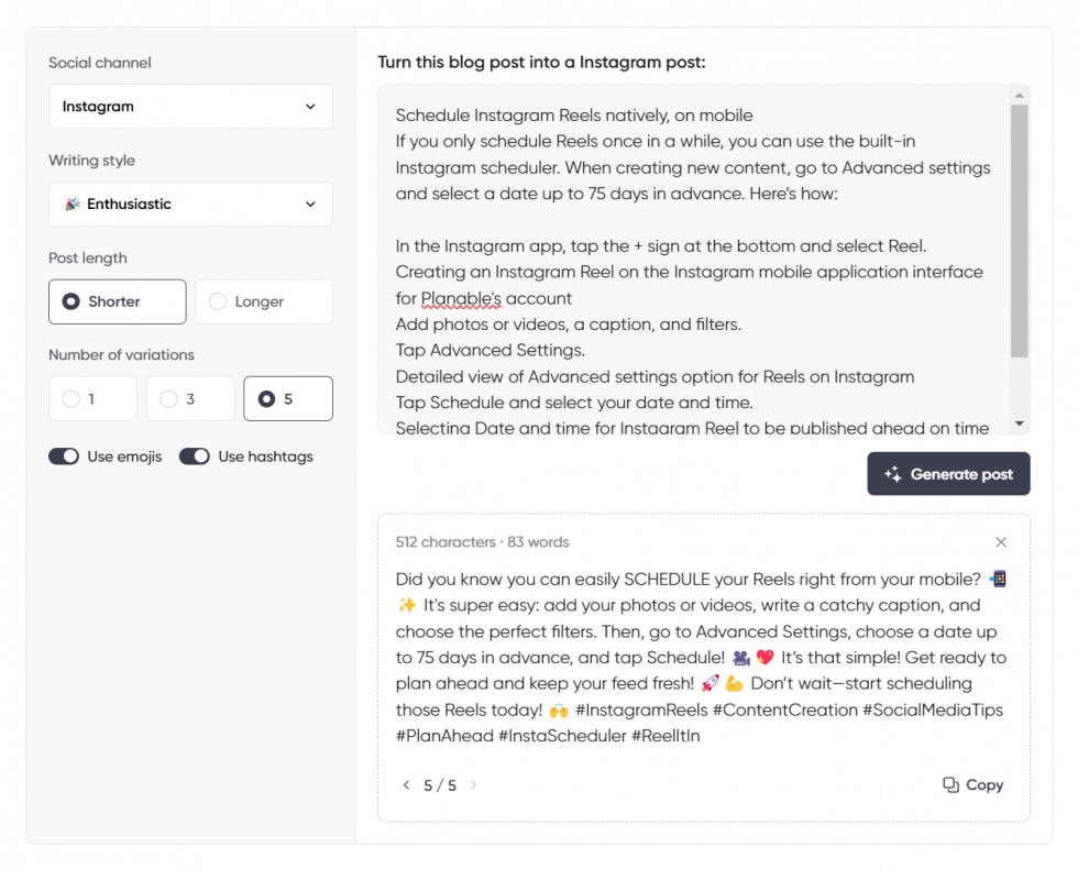 Repurpose a Blog Post into a Social Media Post (Free AI Tool)